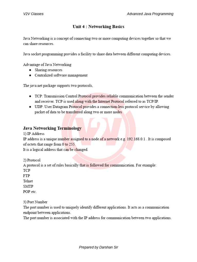 Unit 4 - Networking Basics | PDF | Port (Computer Networking) | Networking