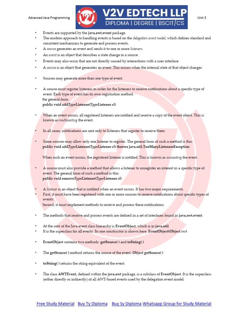 1020244 Event Handling Vimp Notes V2v Pdf Method Computer Programming Class Computer