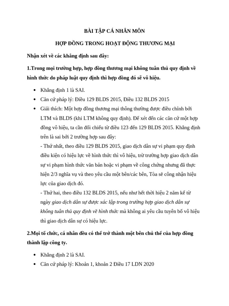 BTCN HĐ Trong HĐTM | PDF