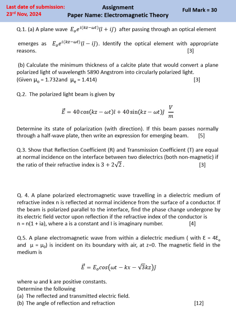 EMT Assignment | PDF