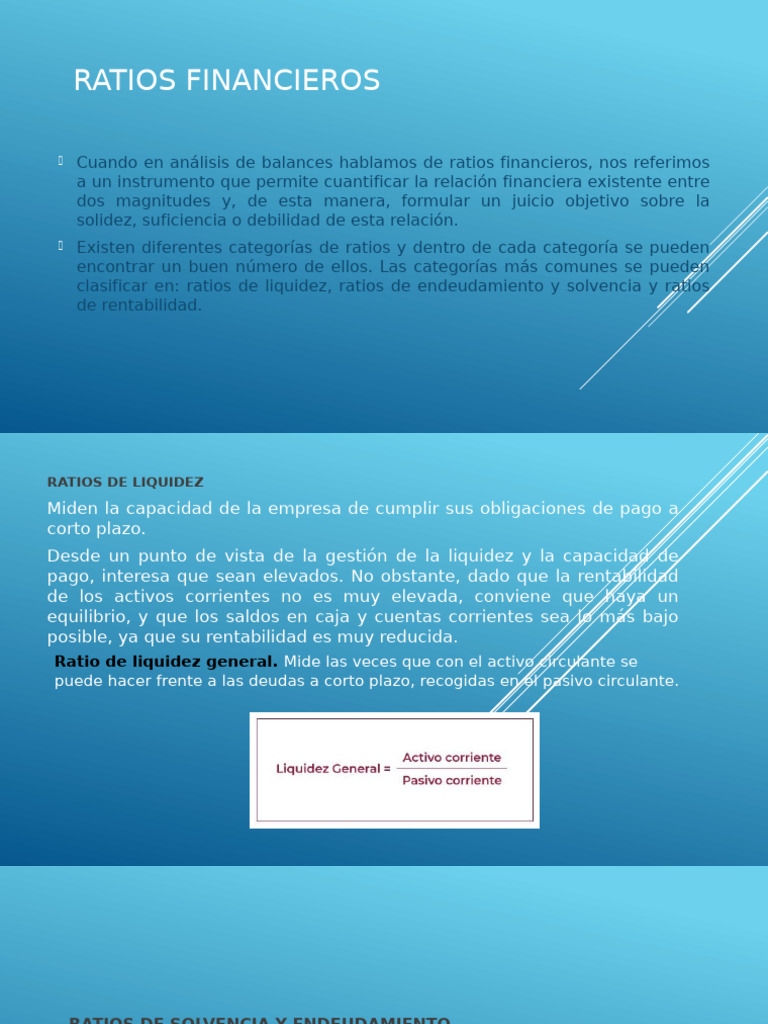 Ratios Financieros | PDF | Liquidez de mercado | Deuda