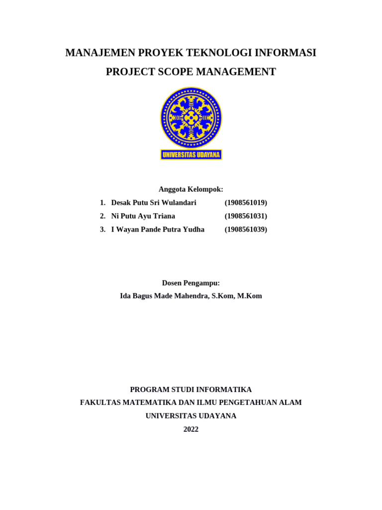 UAS Kel 5 - Ringkasan Manajemen Proyek Scope | PDF