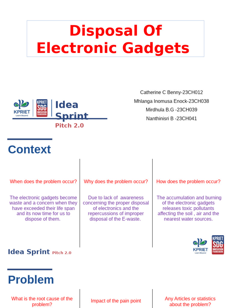 Template Idea Sprint Pitch 2.0 | PDF | Electronic Waste | Waste Management