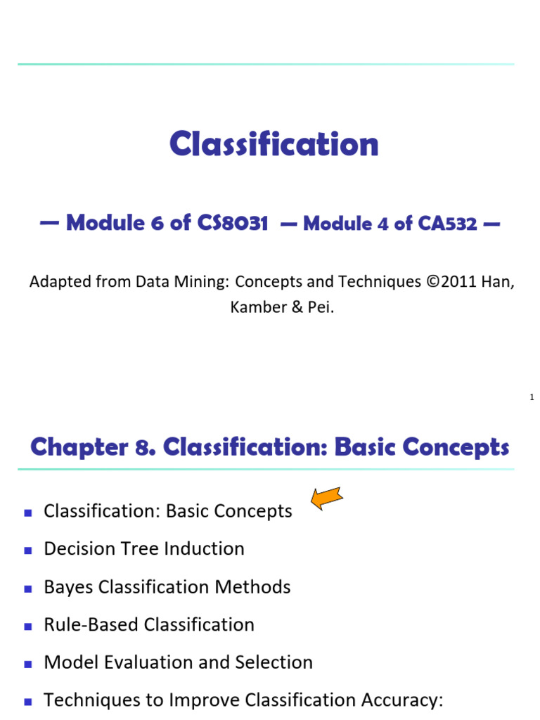 VII - CS8031 - DMDW - Module 6 - Classification - VBP | PDF | Statistical Classification ...