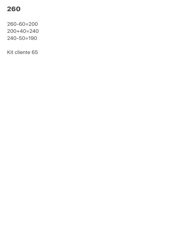 260-60 200 200+40 240 240-50 190 Kit Cliente 65 | PDF