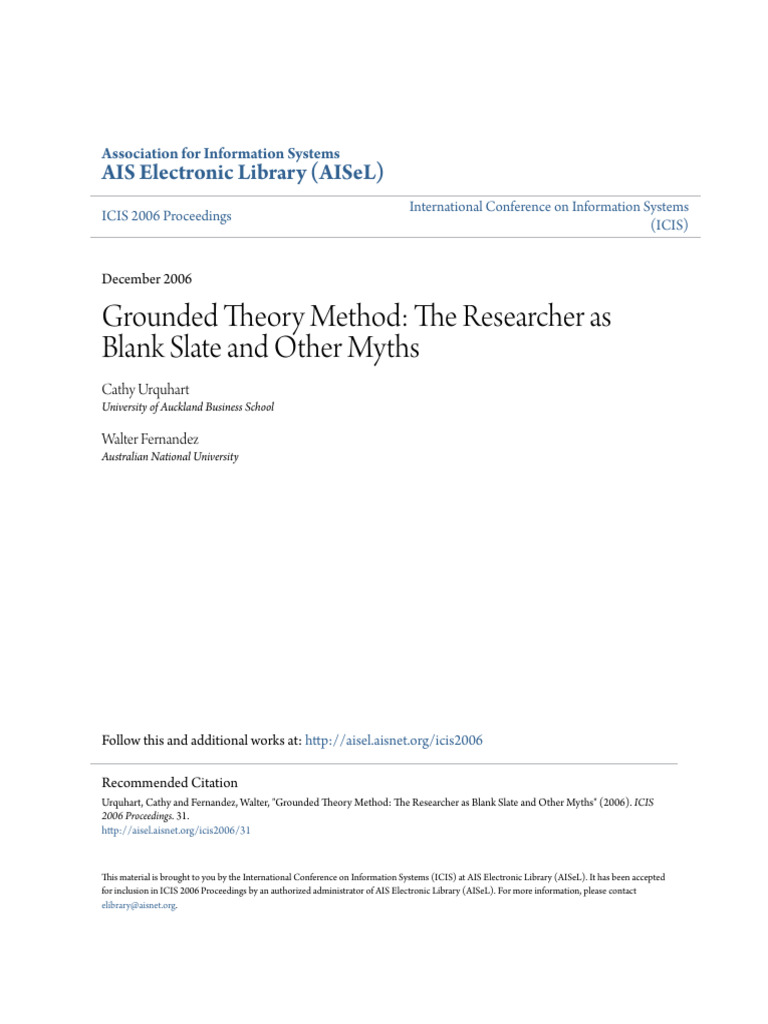 Grounded Theory Method - The Researcher As Blank Slate and Other M ...