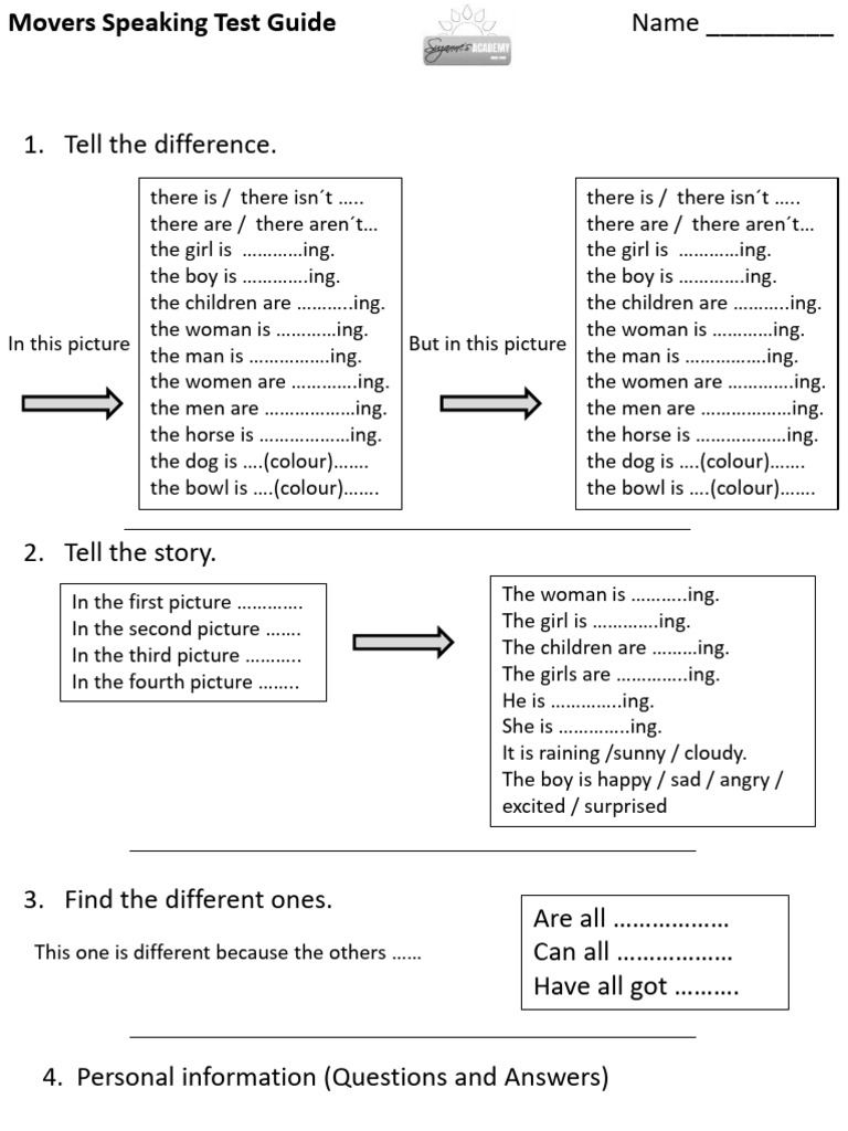Movers Speaking Test Visuals | PDF