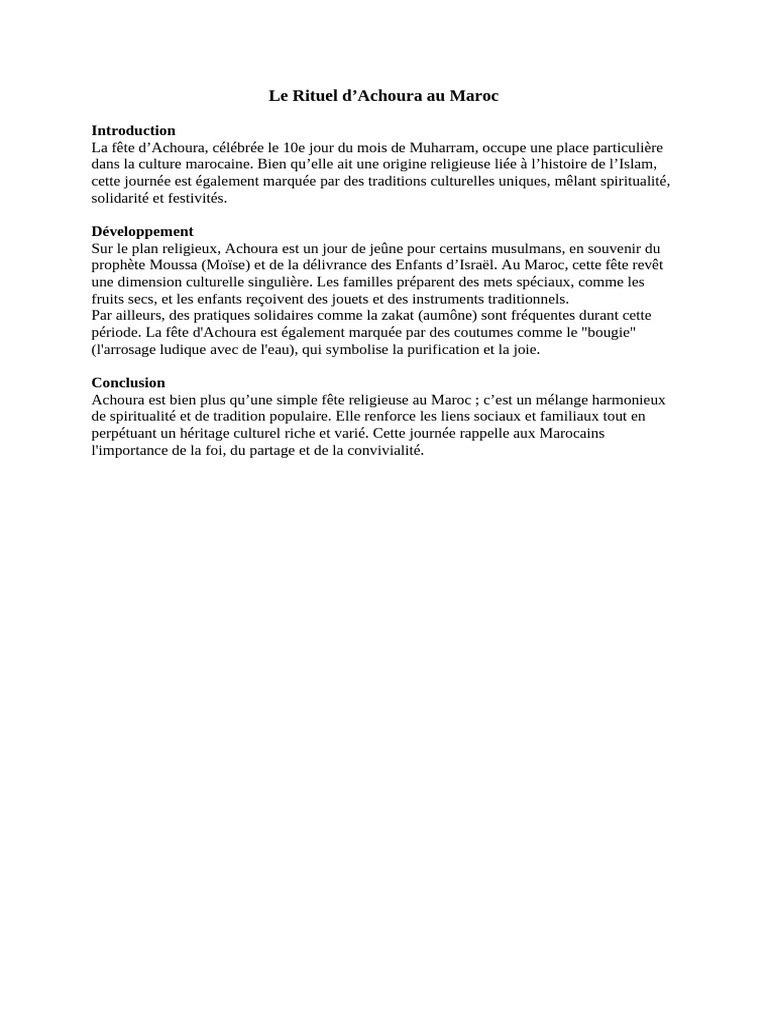Le Rituel D'achoura Au Maroc | PDF | Sciences sociales | Religion et ...