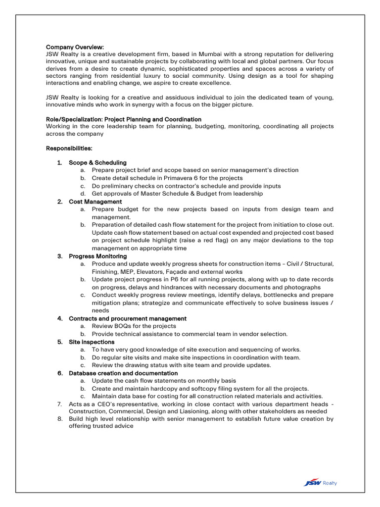 Project Planning Dolvi | PDF | Business