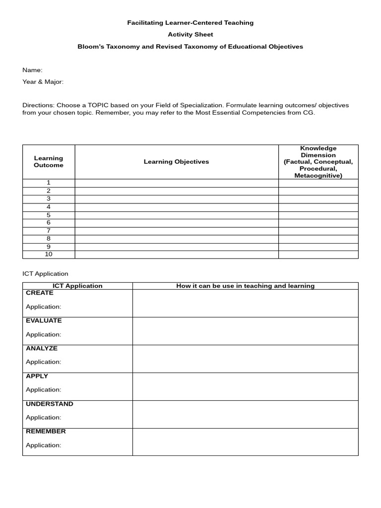 Activity Blooms-Taxonomy | PDF | Business | Art