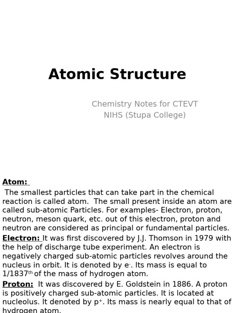 Atomic Structure | PDF | Atomic Orbital | Atoms