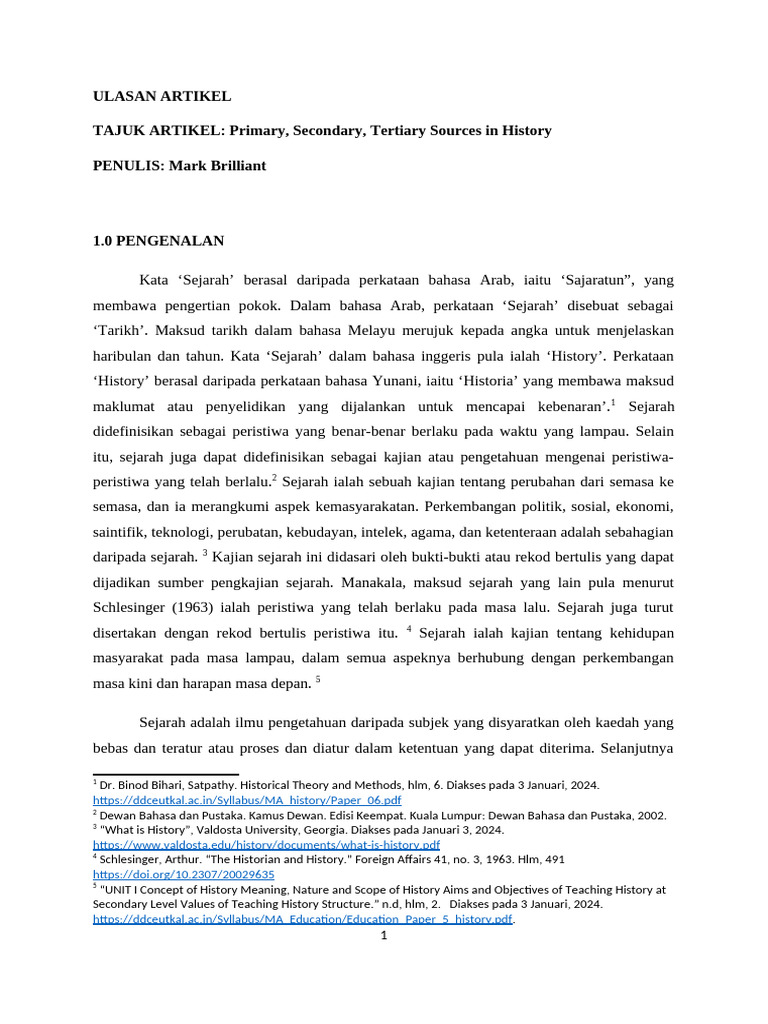HST 3013 (C) Ulasan Artikel Faizatul Nazihah d20221103528 | PDF | Ilmu ...