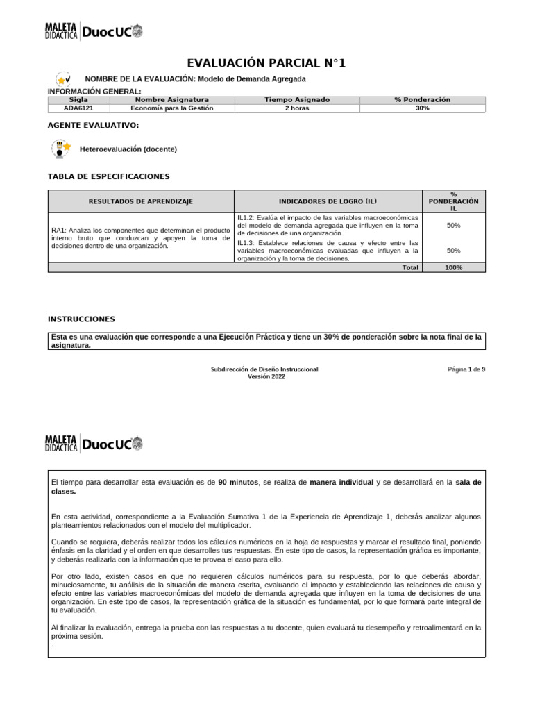 Pauta Evaluación Actividad Sumativa N°1 | PDF | Macroeconómica | Evaluación