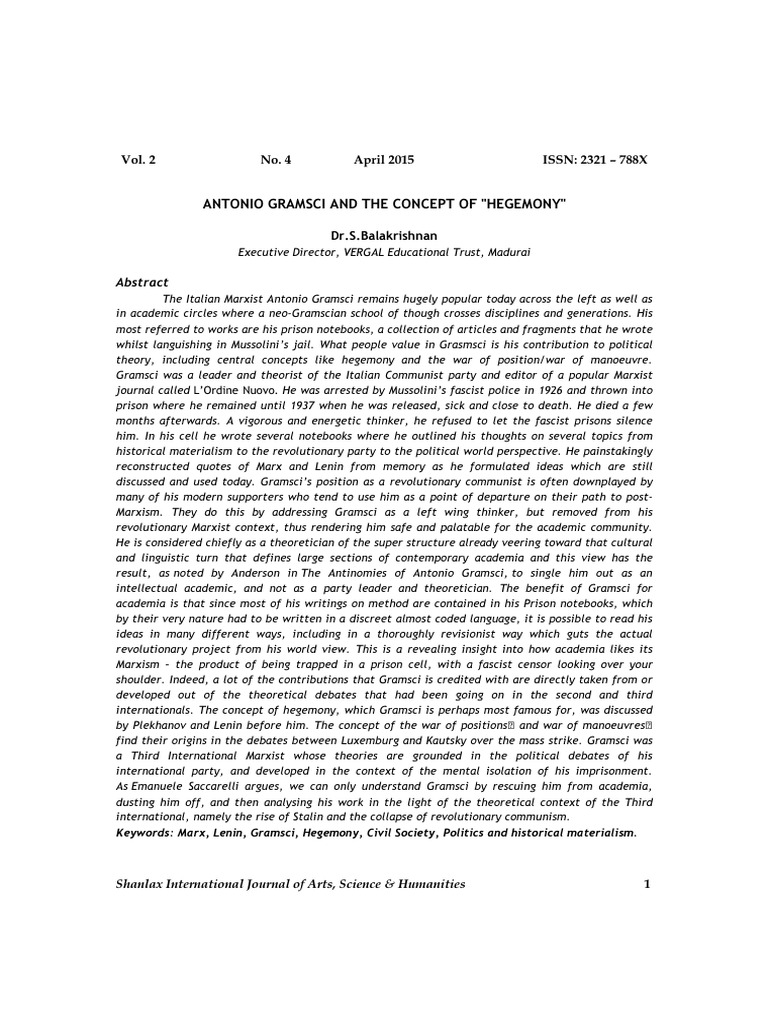 Gramsci's Hegemony: Theory and Impact | PDF | Antonio Gramsci | Marxism