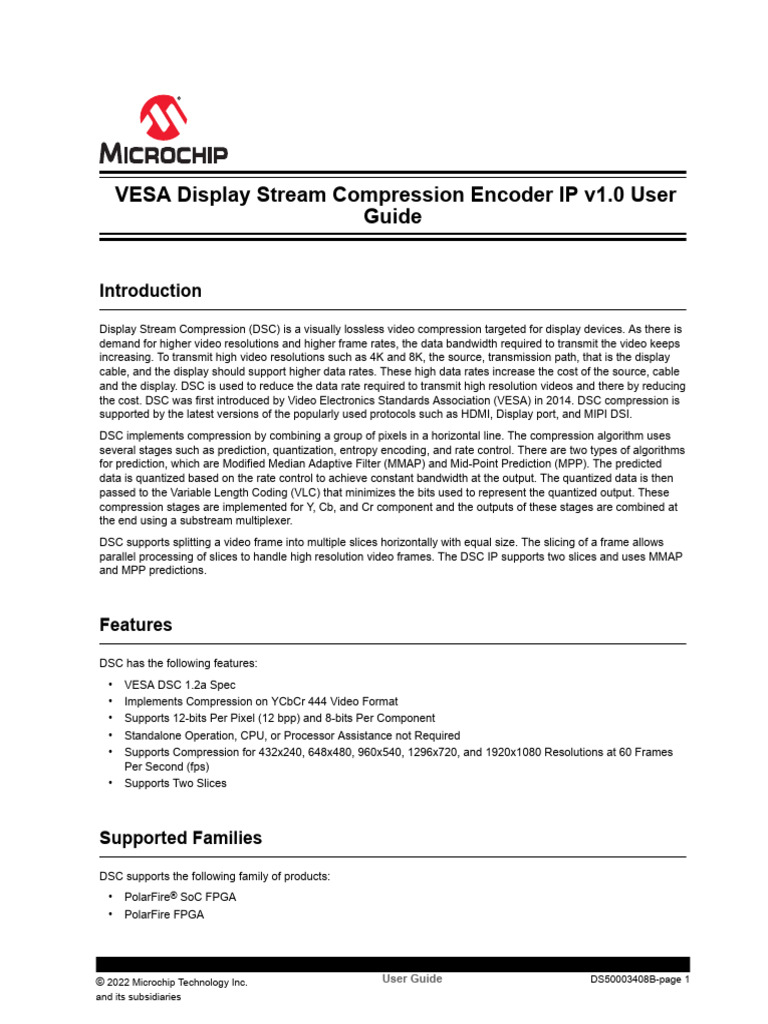 VESA Display Stream Compression IP User Guide | PDF | Data Compression | Information And ...