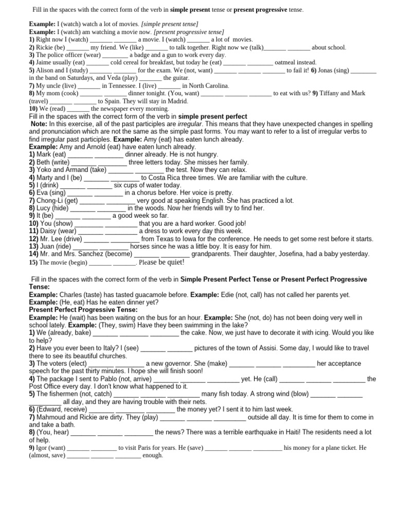 All Present Exercises | PDF | Grammar | Language Mechanics