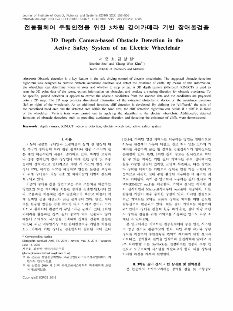 3D Depth Camera-Based Obstacle Detection in The Active Safety System of ...