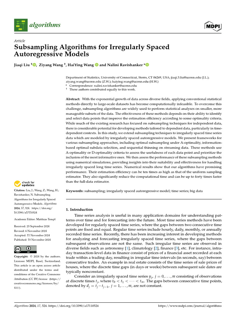 Algorithms 17 00524 | PDF | Time Series | Statistics