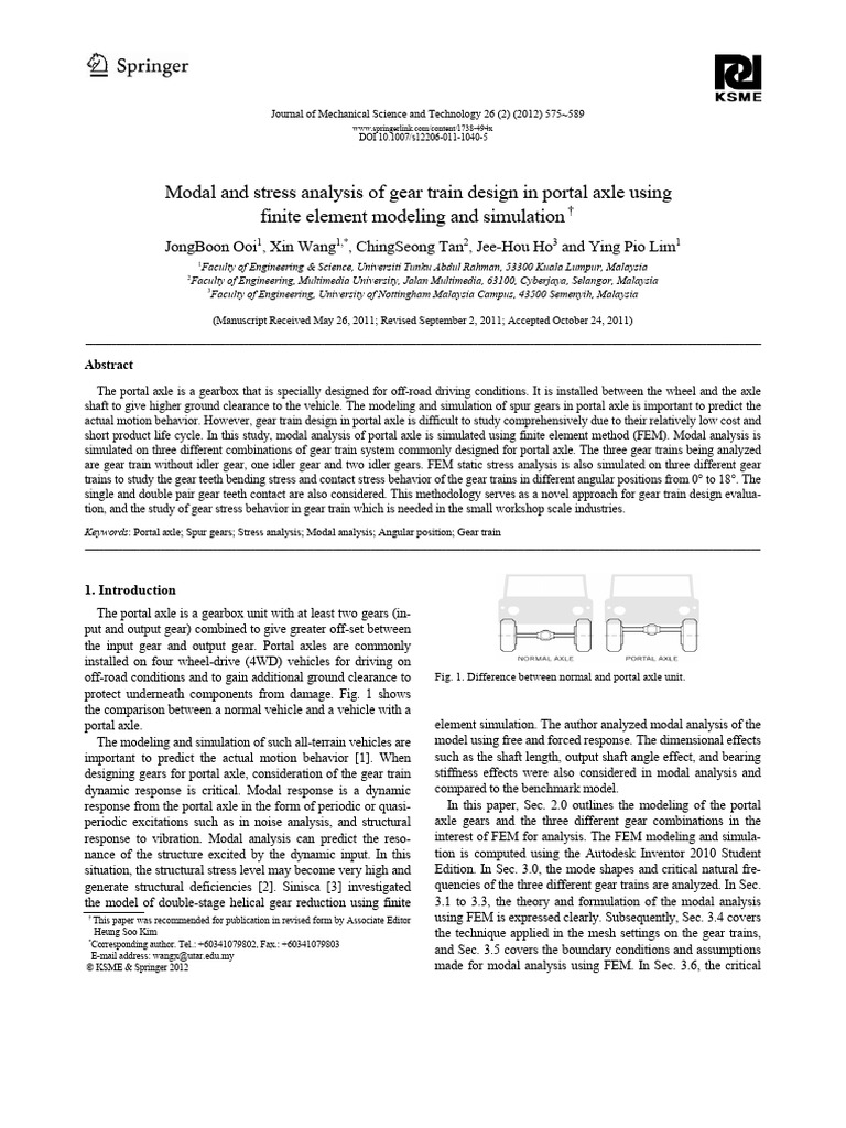Modal and Stress Analysis of Gear Train Design in | PDF | Gear | Bending