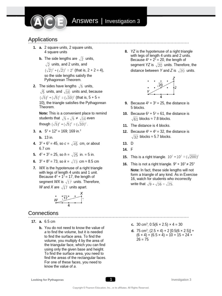 G8 Unit 2 Inv 3 ACE Answers | PDF | Triangle | Classical Geometry