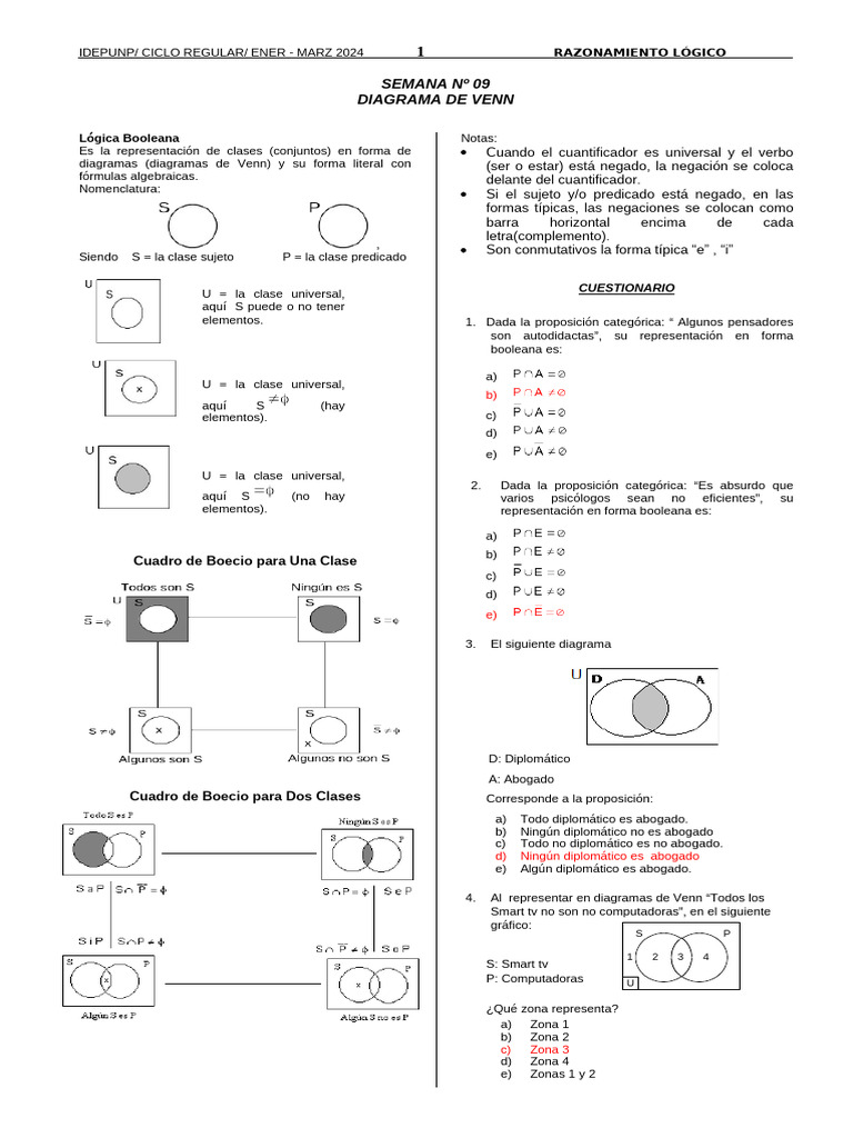 Semana 9-Diagramas de Venn Raz. Logico Regular Ciclo Enero Marzo 2024 ...
