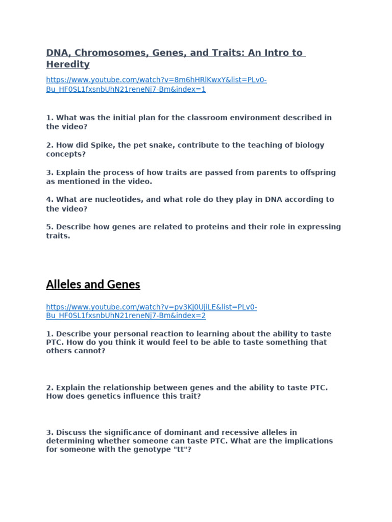 Intro to Heredity: DNA, Genes, and Traits | PDF | Self-Improvement ...