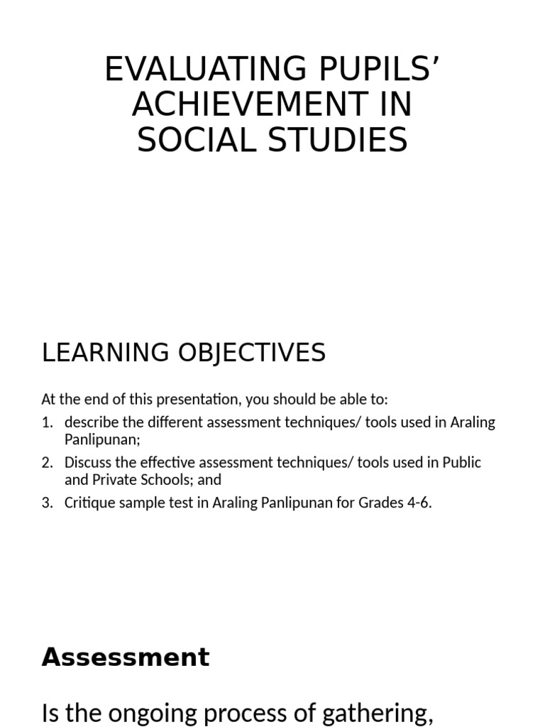 Evaluating Pupils' Social Studies Achievement | PDF | Educational ...