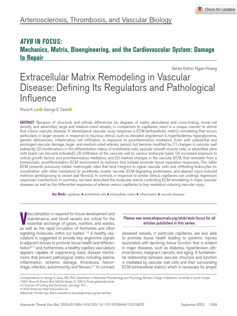 Lin Davis 2023 Extracellular Matrix Remodeling in Vascular Disease ...