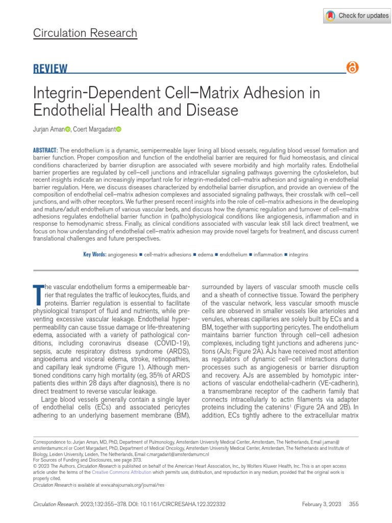 Aman Margadant 2023 Integrin Dependent Cell Matrix Adhesion in ...