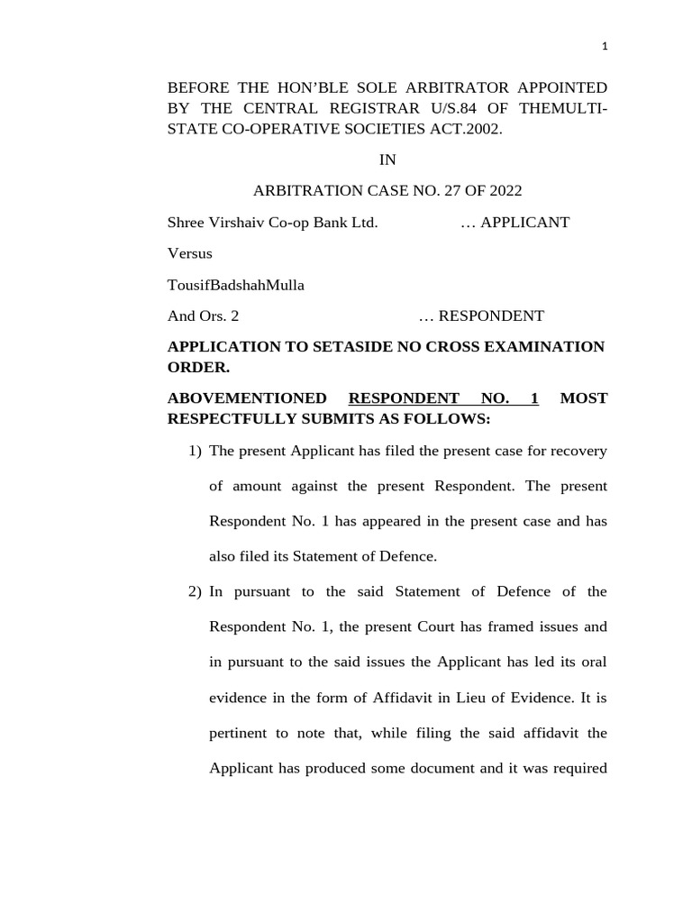Application To Set Aside 27 | PDF | Affidavit | Judiciaries