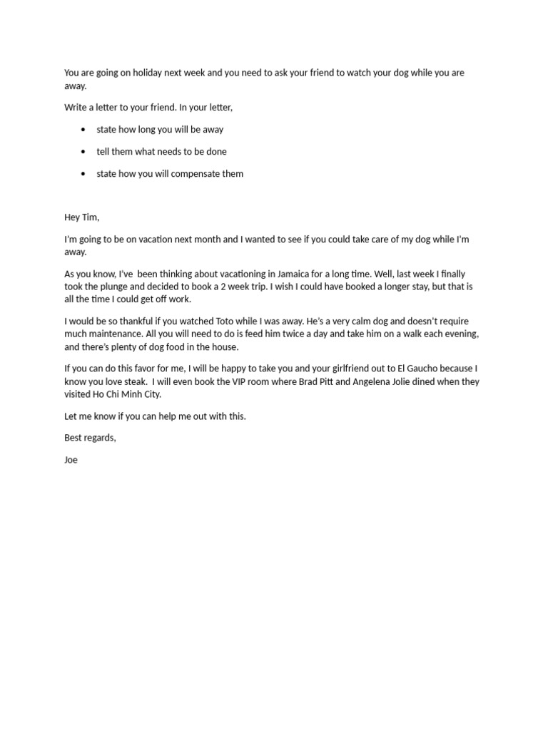 IELTS Writing Task 1 Informal Letter | PDF