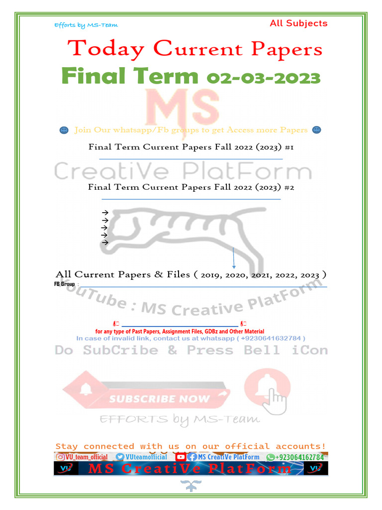 2 March Mega Collection Final Term Current Papers 2023 | PDF