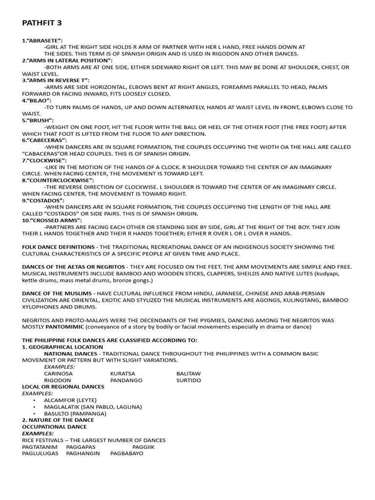 Pathfit 3 Reviewer | PDF | Dances | Performing Arts