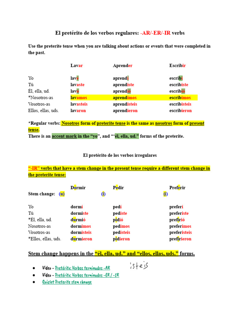 IR Verbs | PDF