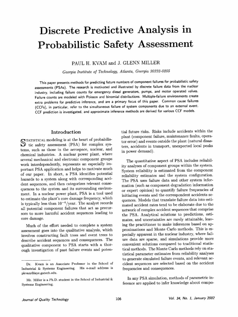 KVAM - MILLER - 2002 - Probabilistic Safety Assessment | PDF | Poisson Distribution | Teaching ...