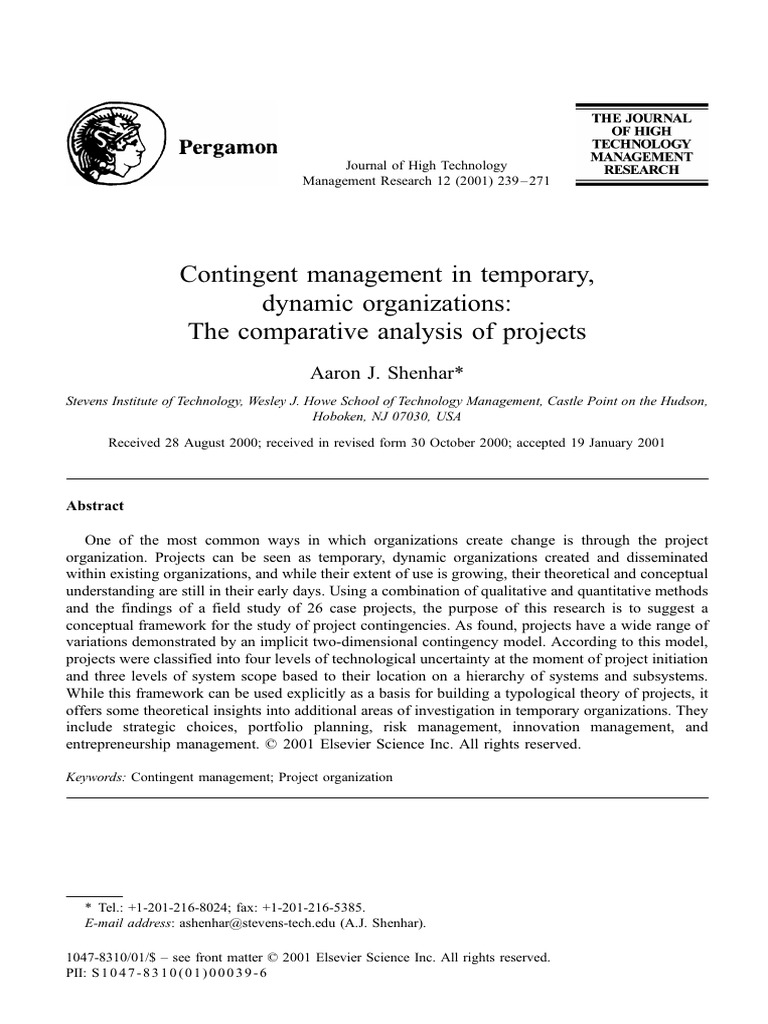 Project Contingency Management Framework | PDF | System | Theory