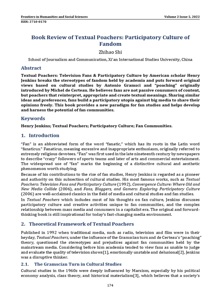 Book review of textual poachers | PDF | Cultural Studies | Antonio Gramsci Book review of textual poachers | PDF | Cultural Studies | Antonio Gramsci