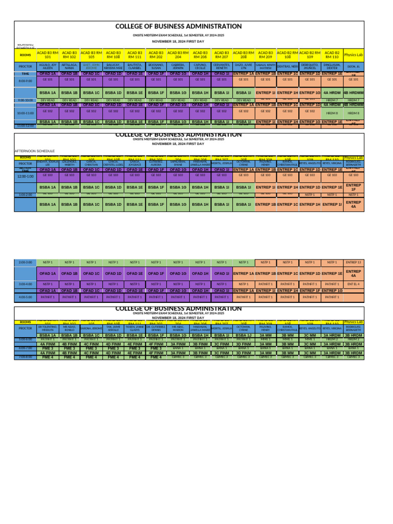 Midterm Exam Schedule 2024 2025 1st Semester 102024 1 | PDF | Academic ...