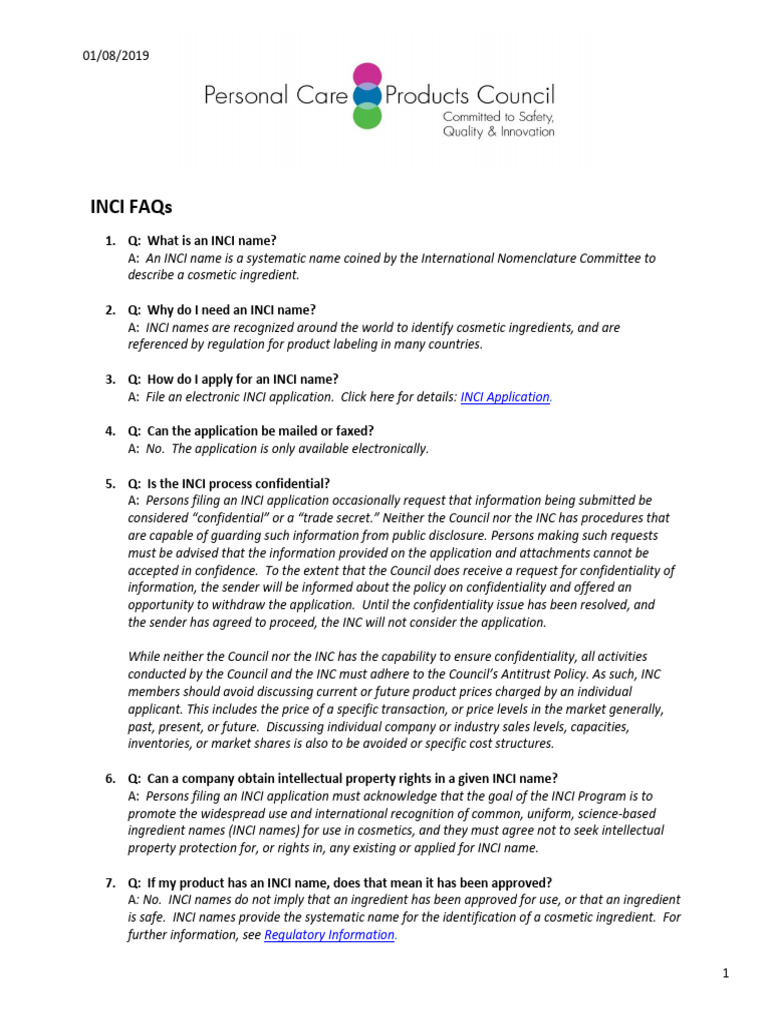 INCI FAQs | PDF | Polyethylene | Chemical Substances