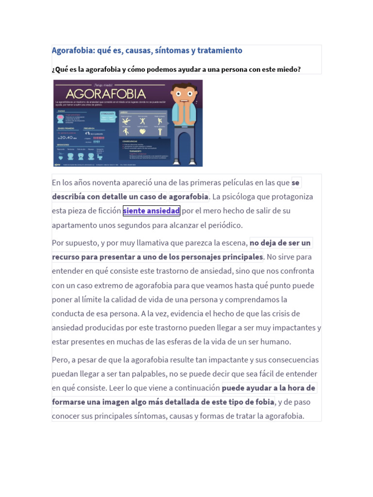 Entendiendo la Agorafobia | PDF | Agorafobia | Ansiedad