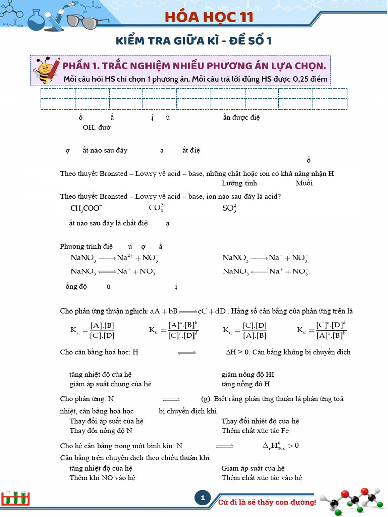 1. ĐỀ SỐ 1 - GIỮA KÌ - H11 - IN | PDF