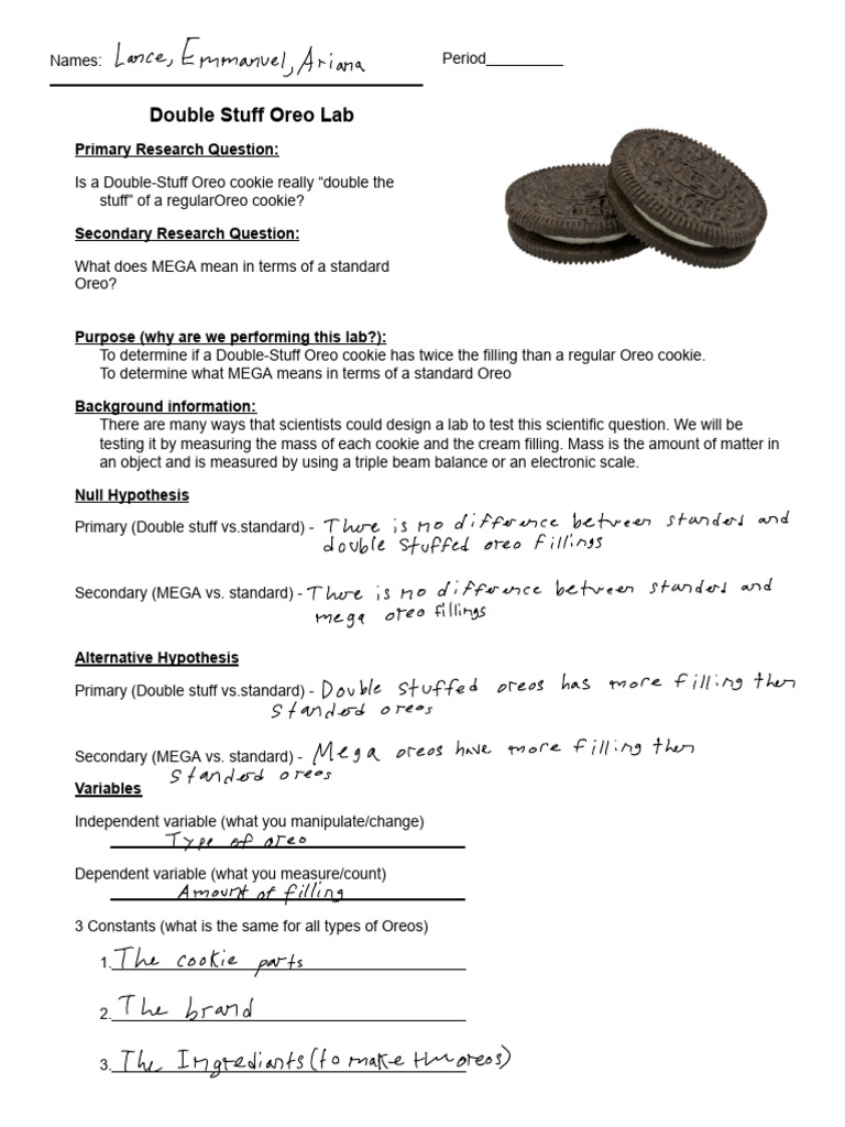 Oreo Lab Double and MEGA With Stats | PDF | Standard Error | Weighing Scale