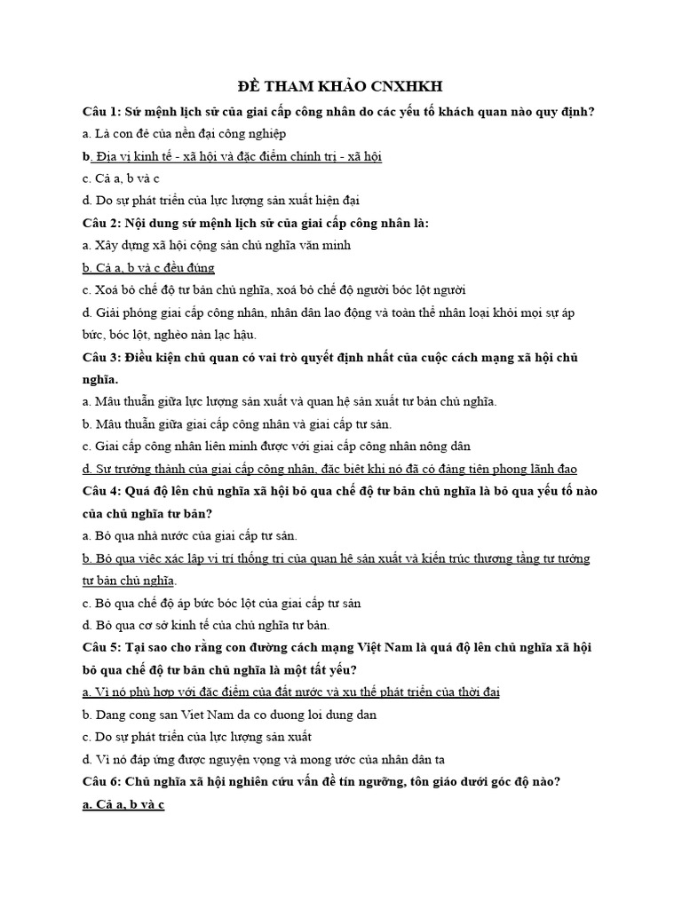 ĐỀ THAM KHẢO CNXH | PDF