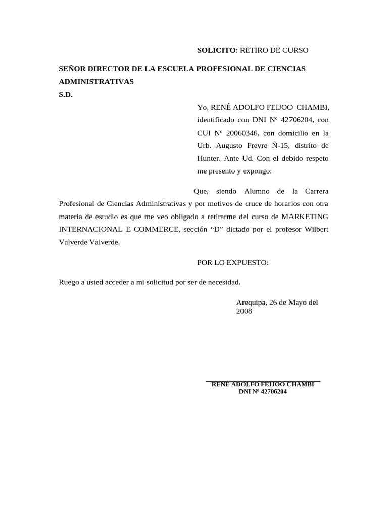 Solicitud N 48 - Retiro de Curso | PDF