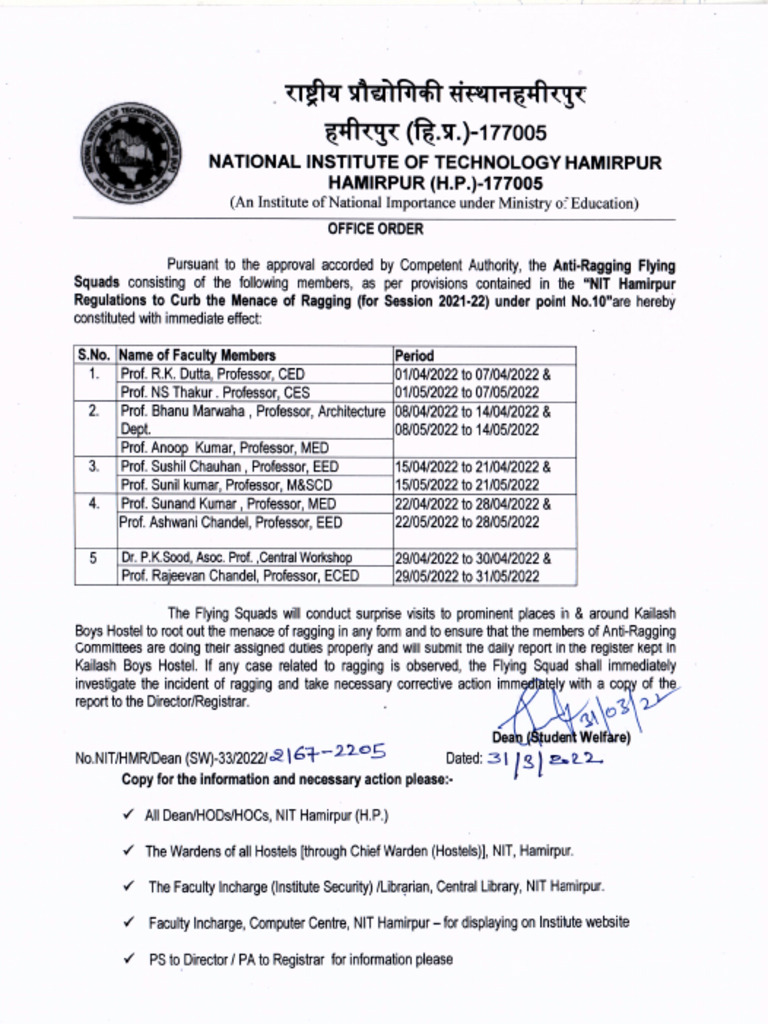 Anti Ragging Flying Squad | PDF