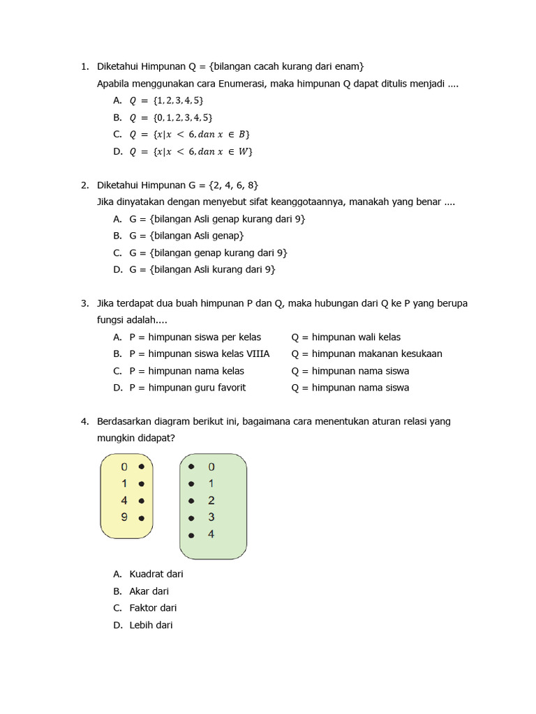 Naskah Soal ASAJ - Matematika Kelas VIII | PDF