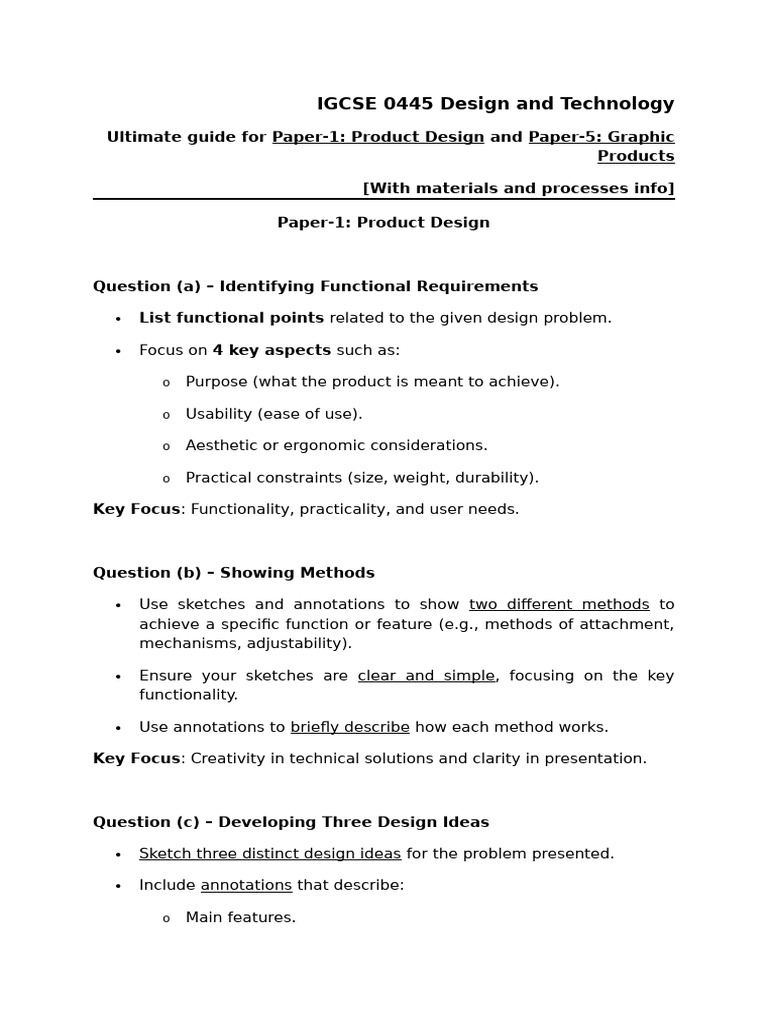 IGCSE 0445 Design & Technology Guide | PDF | Polyethylene | Woodworking