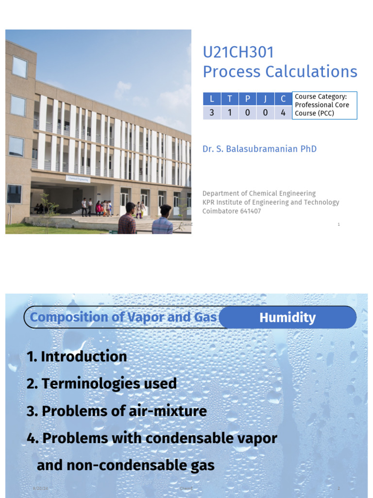 Class - 15 - Humidity Calculations - Expressing - Composition - Air ...
