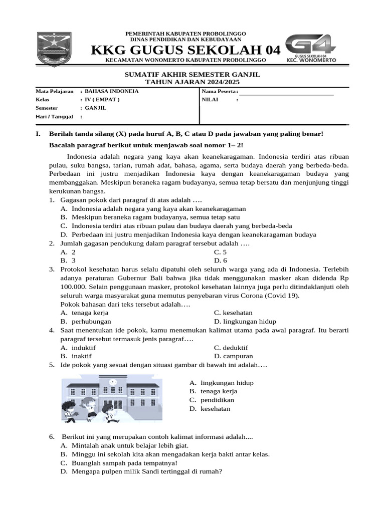 Sas Bindo 4 Ganjil 2024-2025 | PDF