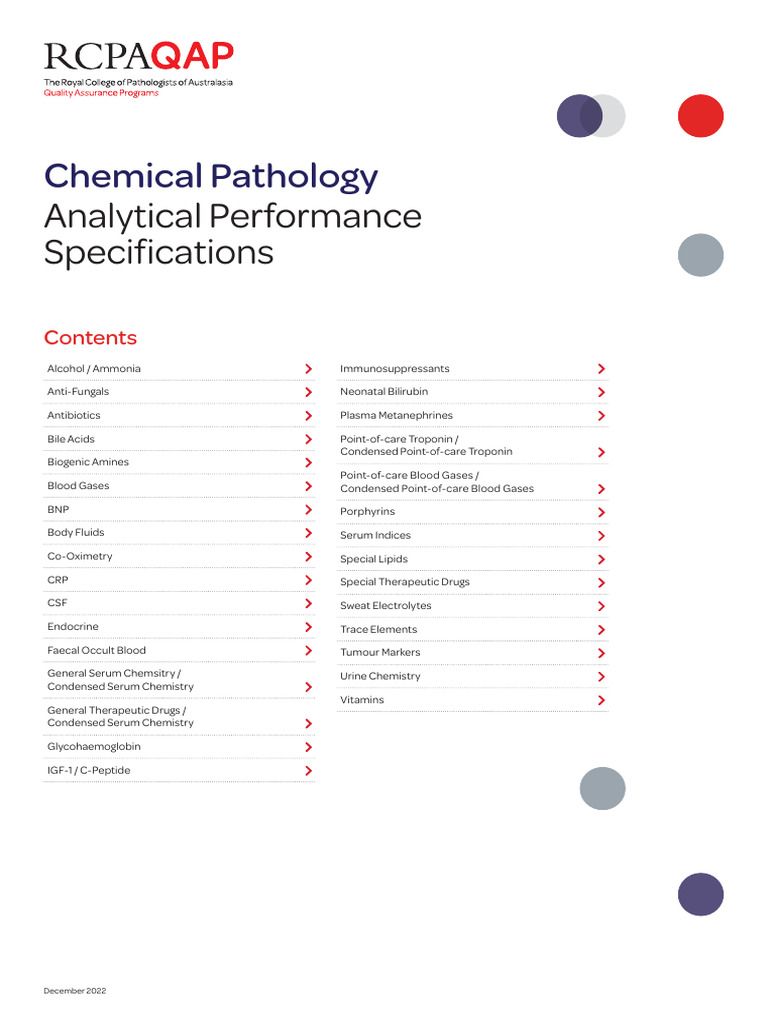 RCPA Analytical Performance Specs 2022 | PDF
